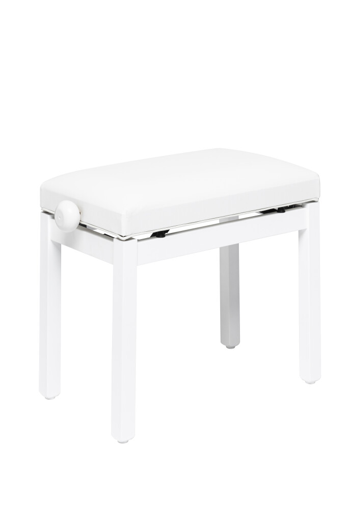 Matt white piano bench with white vinyl top » Stagg