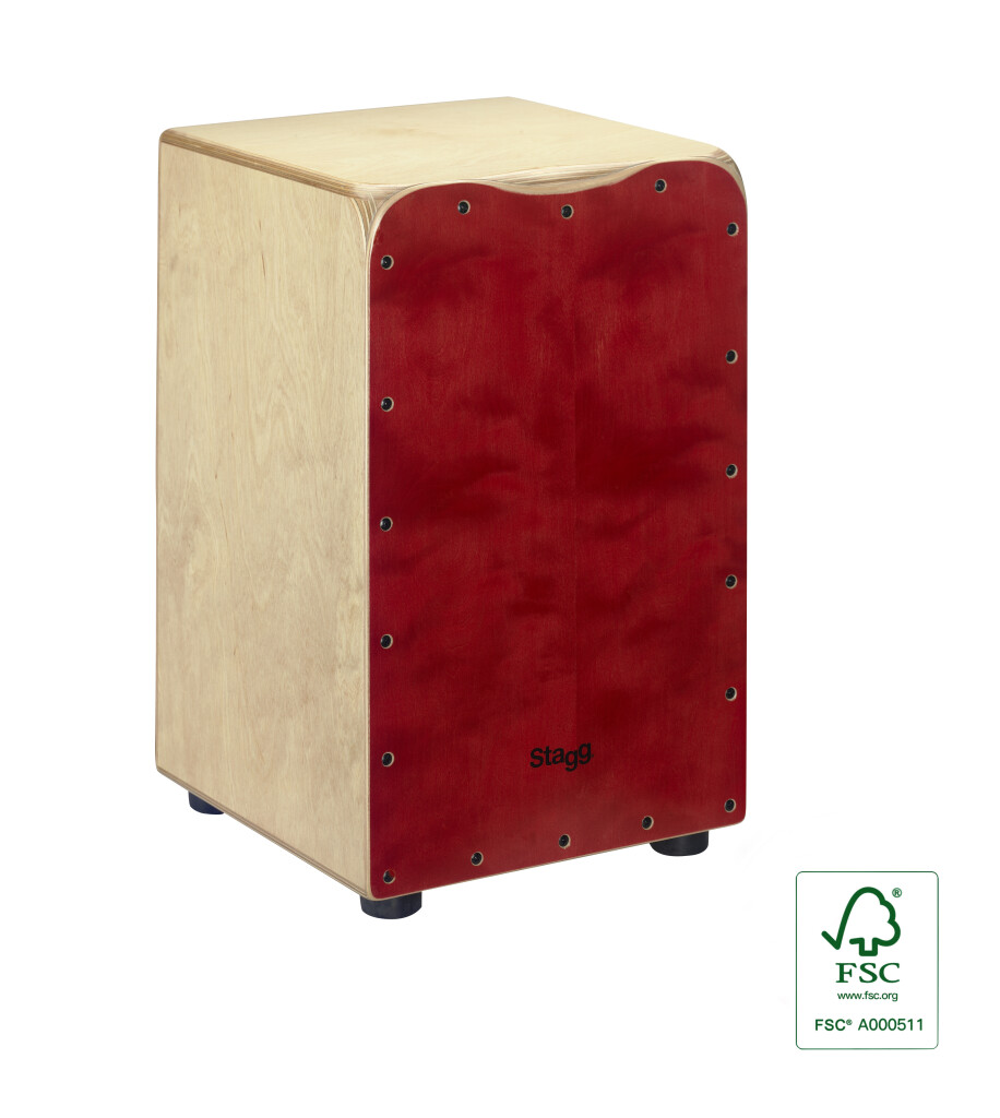 Standard-sized birch cajón with red front board... » Stagg