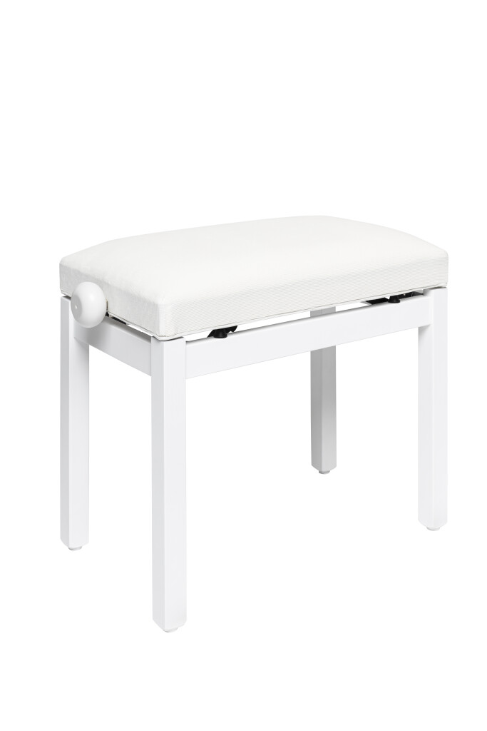 Matt white piano bench with white velvet top » Stagg